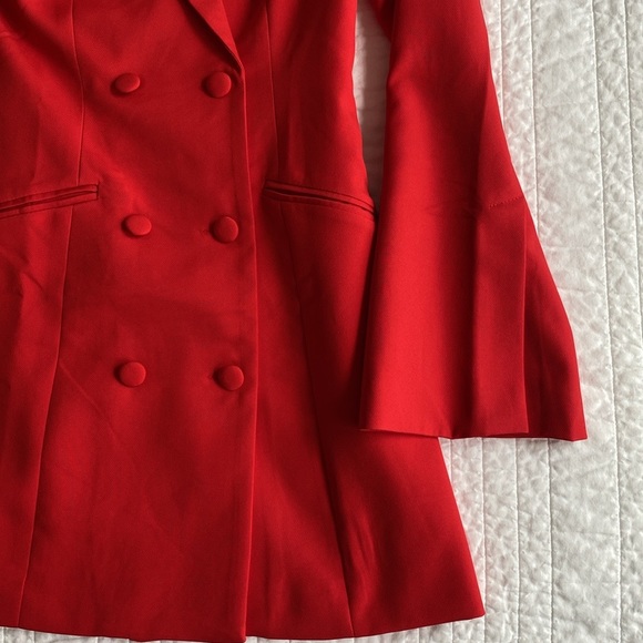 Missguided | Dresses | Missguided Red Flared Sleeve Fitted Blazer Dress ...